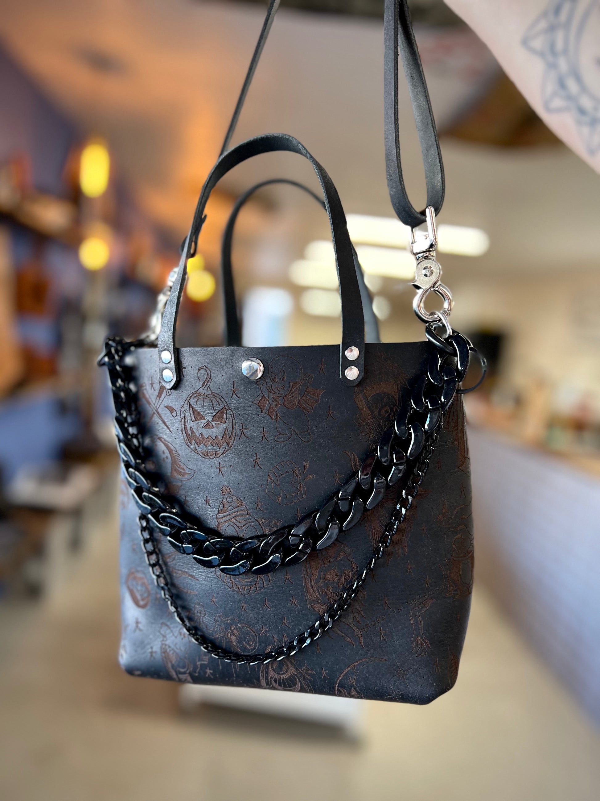 Classic Mini Tote: Spooky Flash Sheet 👻 – Broke In Hearted Leather